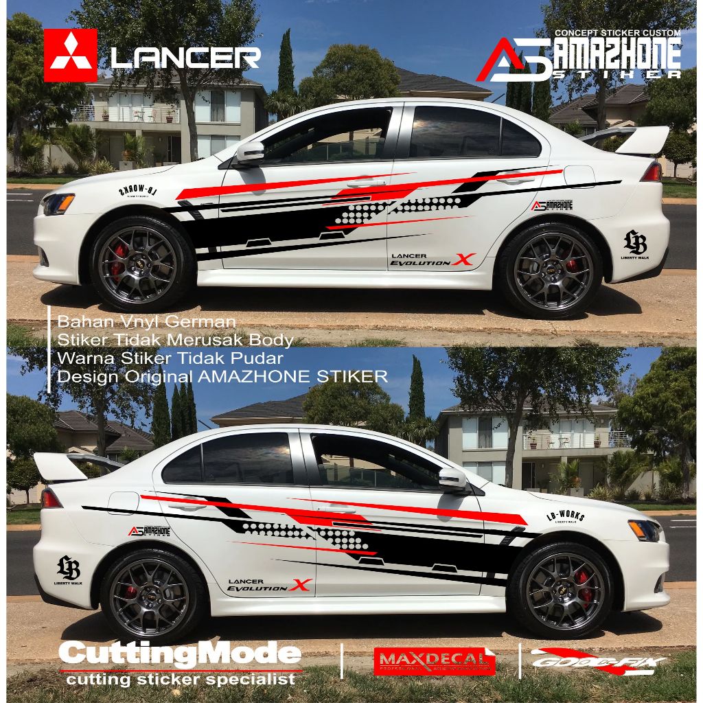 Jual Stiker Mobil Mitsubishi Lancer Evo 4 Stiker Cutting Lancer Model ...