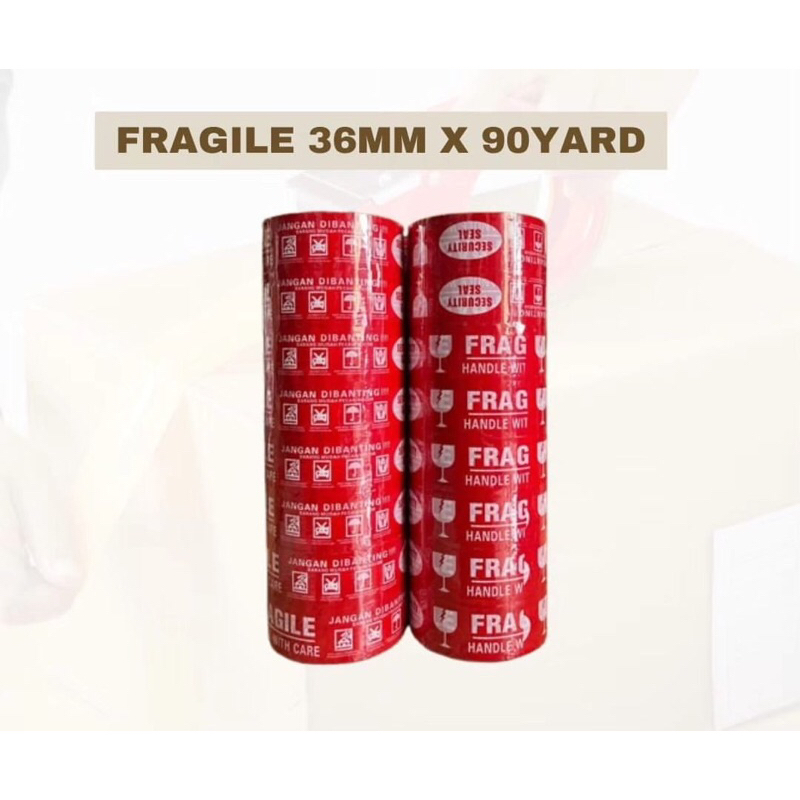 Jual Lakban Fragile Merah 24MM x 90Yard | Shopee Indonesia