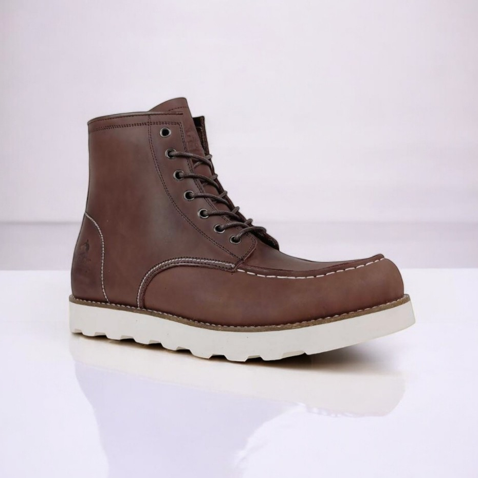Jual Sepatu Boots Pria Kulit Kerja Original WOLF POINTER BROWN | Shopee ...