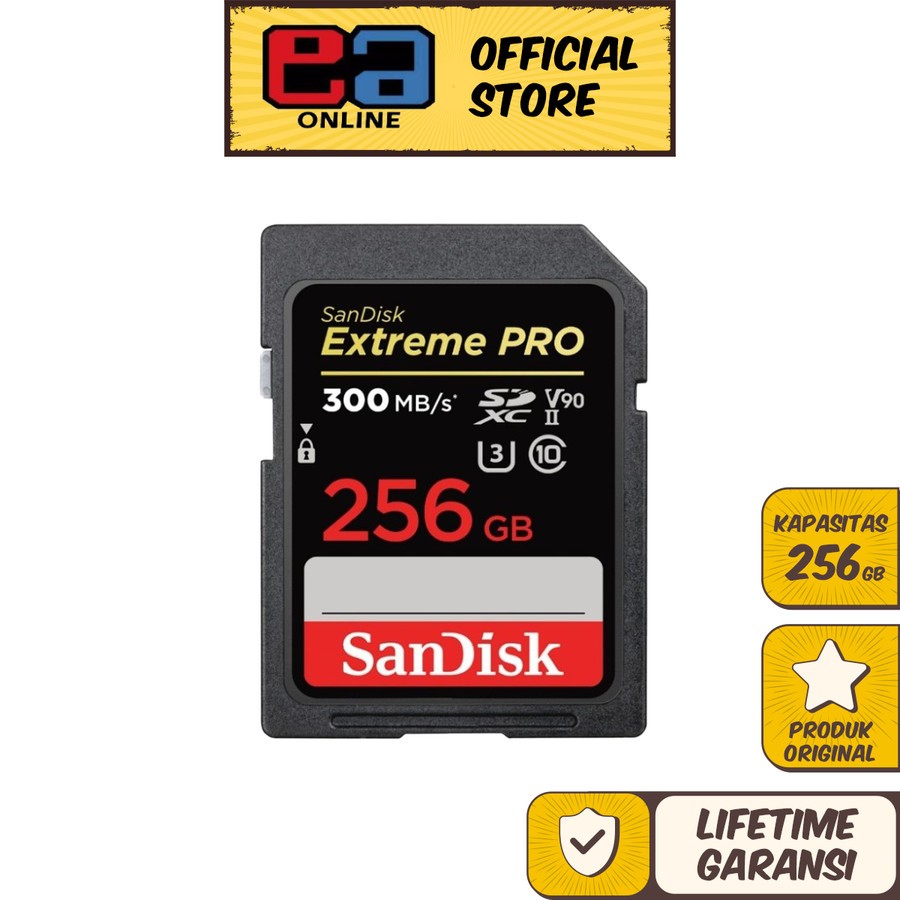 Jual SanDisk SDXC Card Extreme Pro 256GB UHS-II U3 V90 for 4K UHD (Up ...