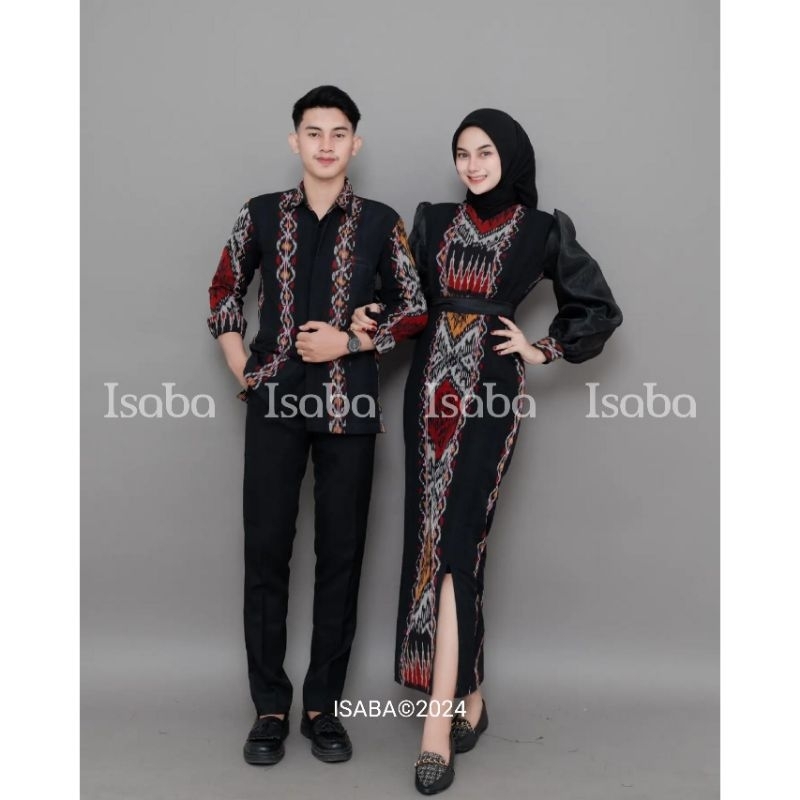 Jual ISABA - BAJU TENUN COUPLE - COUPLE DRESS KARTINI HITAM - DRESS ...