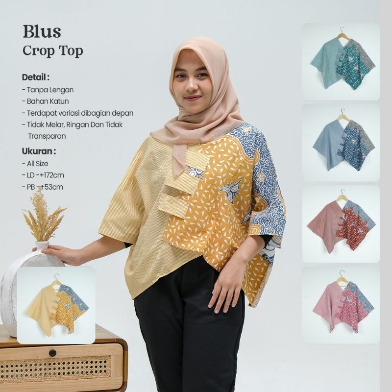 Jual Blus Crop Top Kombinasi Batik - Joglo Batik | Shopee Indonesia