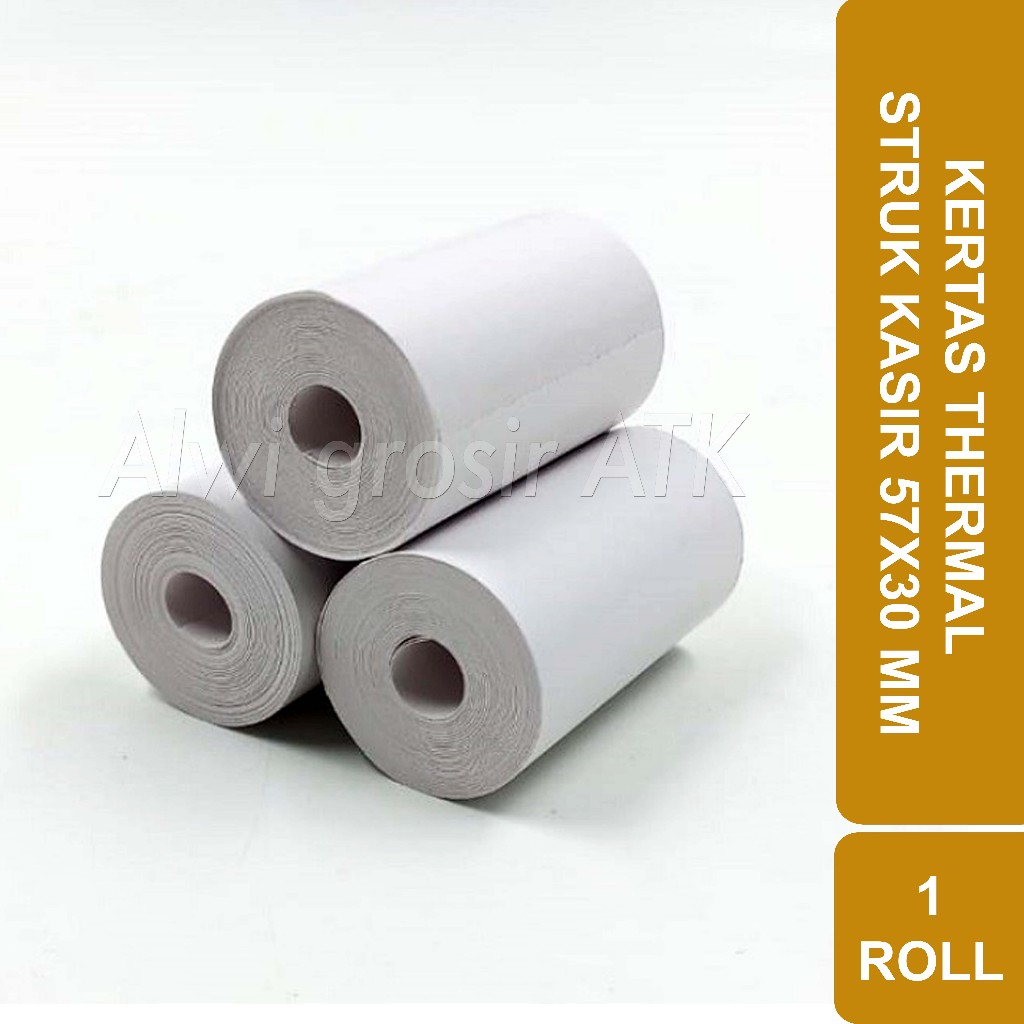 Jual (1 Pcs) Kertas Roll Thermal / Kertas Struk Kasir Ukuran 57x30 mm ...