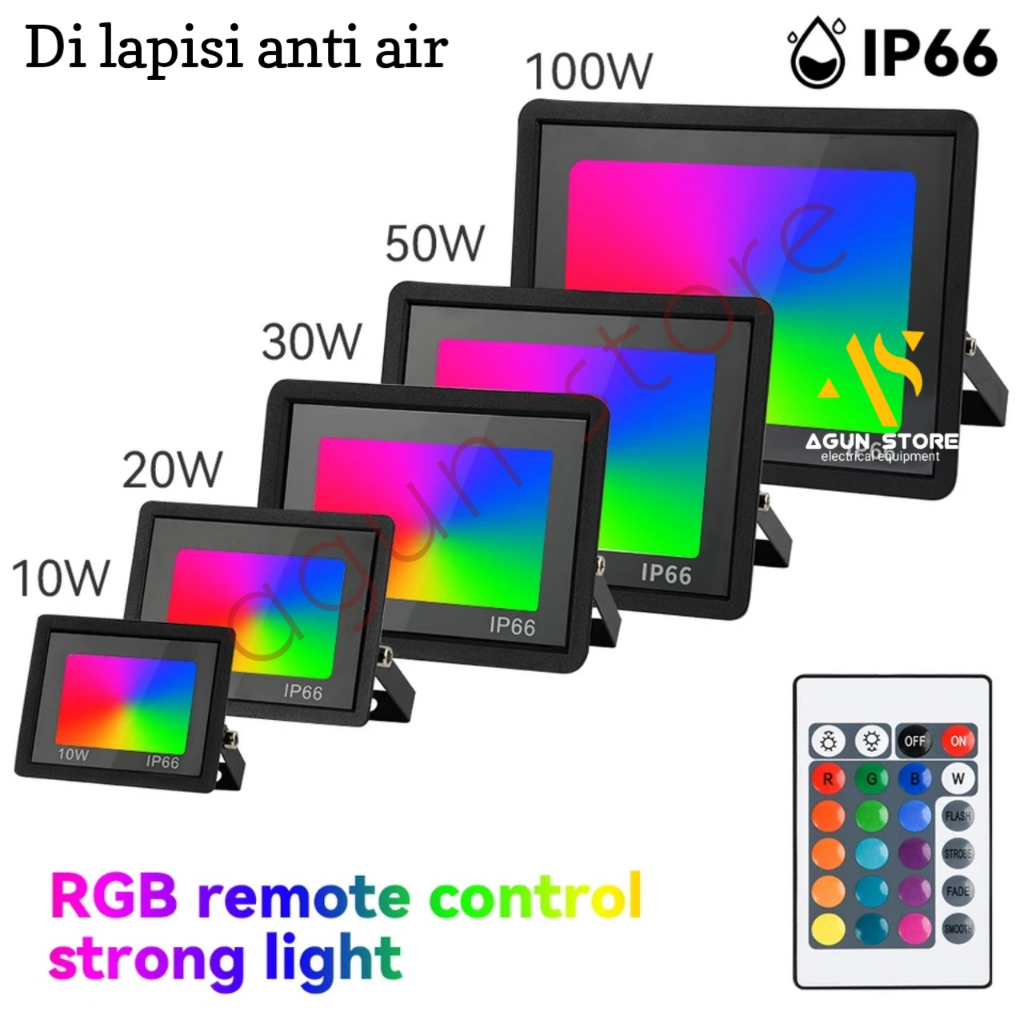 Jual LAMPU SOROT LED RGB 50 WATT FLOOD LIGHT RGB 100WATT DENGAN REMOTE WARNA WARNI | Shopee ...
