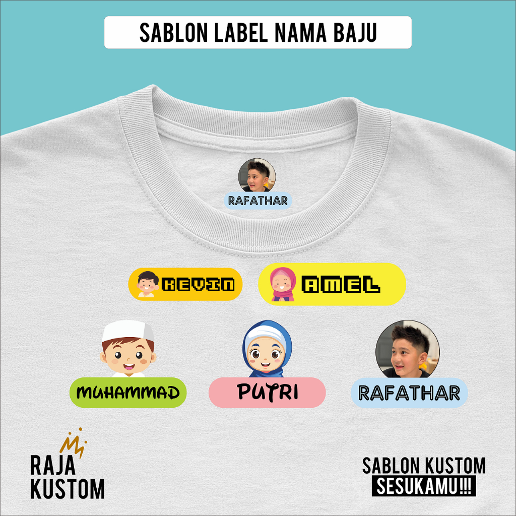 Jual Sticker Label custom kaos baju nama anak strika, bisa pakai foto ...