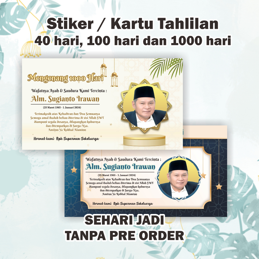 Jual Stiker Tahlil Mengenang 40 hari/100 hari/1000 hari, Stiker dan ...