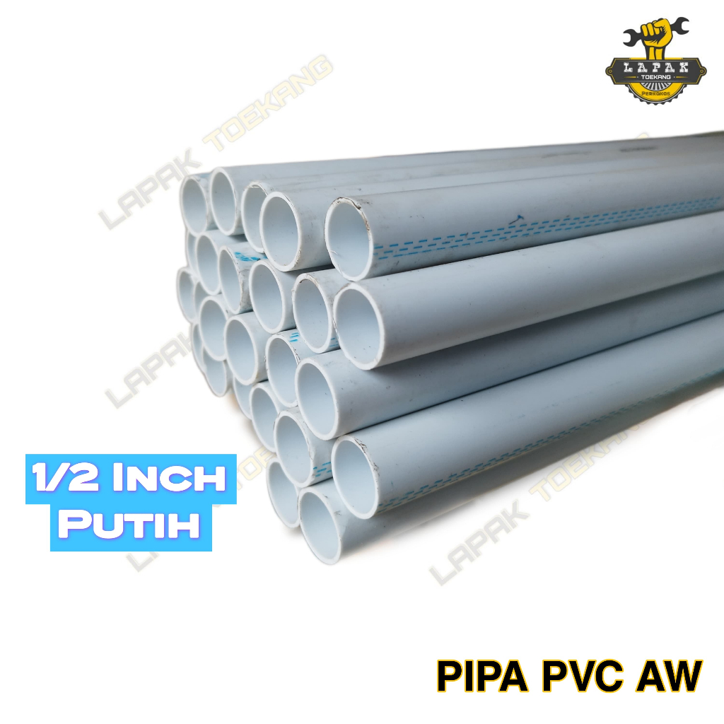 Jual Pipa Putih Air PVC AW 1/2 Inch AW per 1 meter | Shopee Indonesia