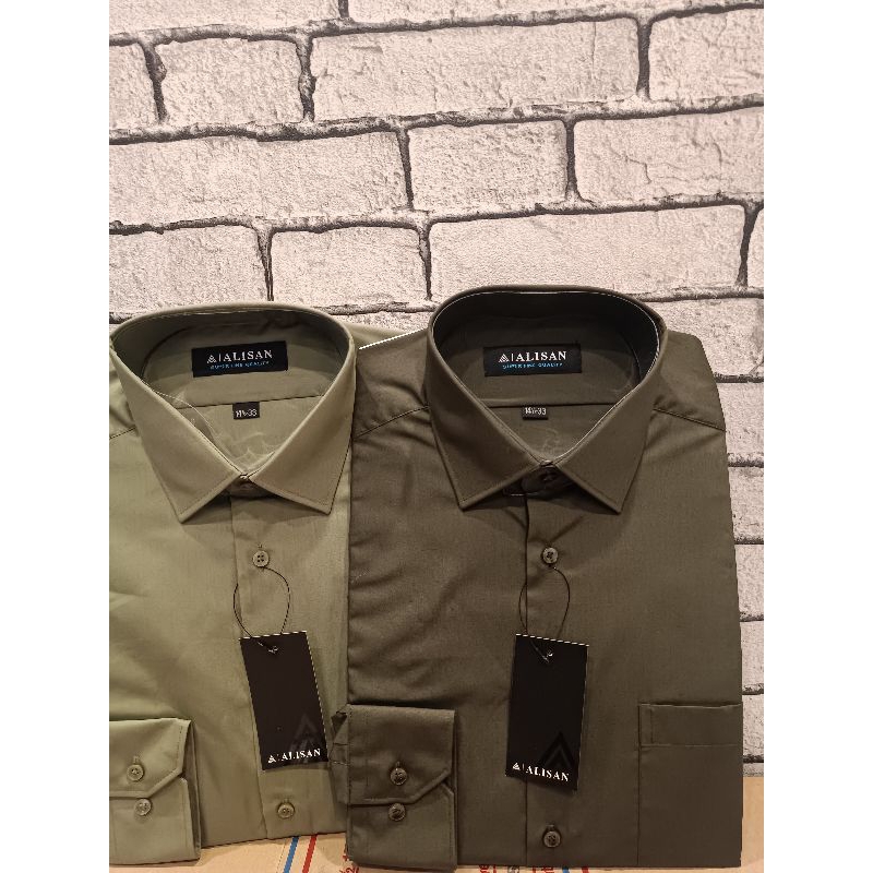 Jual Alisan Kemeja Polos Lengan Panjang Reguler | Shopee Indonesia