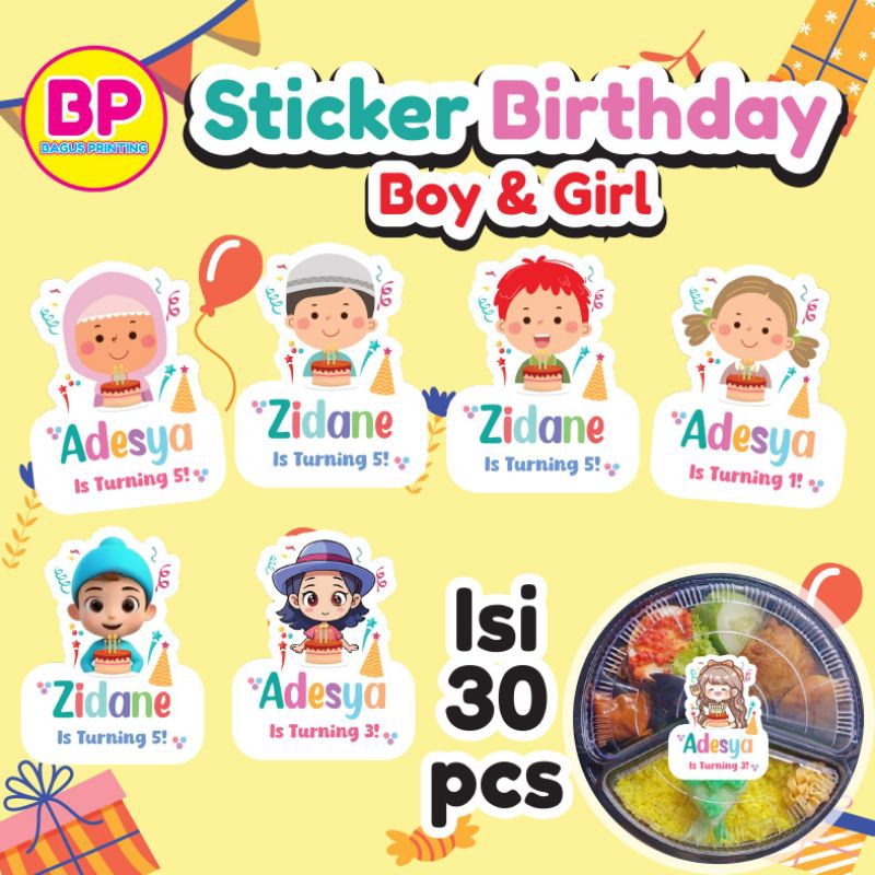 Jual Isi 30 pcs Sticker Ulang Tahun Anak Sticker Karakter Bento ...