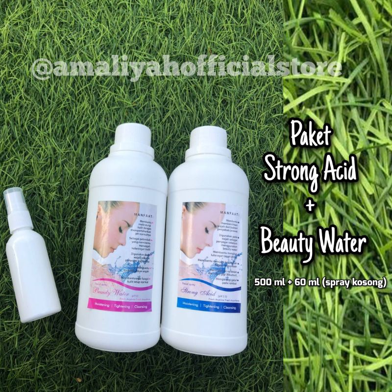 Jual PAKET 500 ml STRONG ACID (pH 2.5) & Beauty Water BONUS SPRAY BOTOL ...
