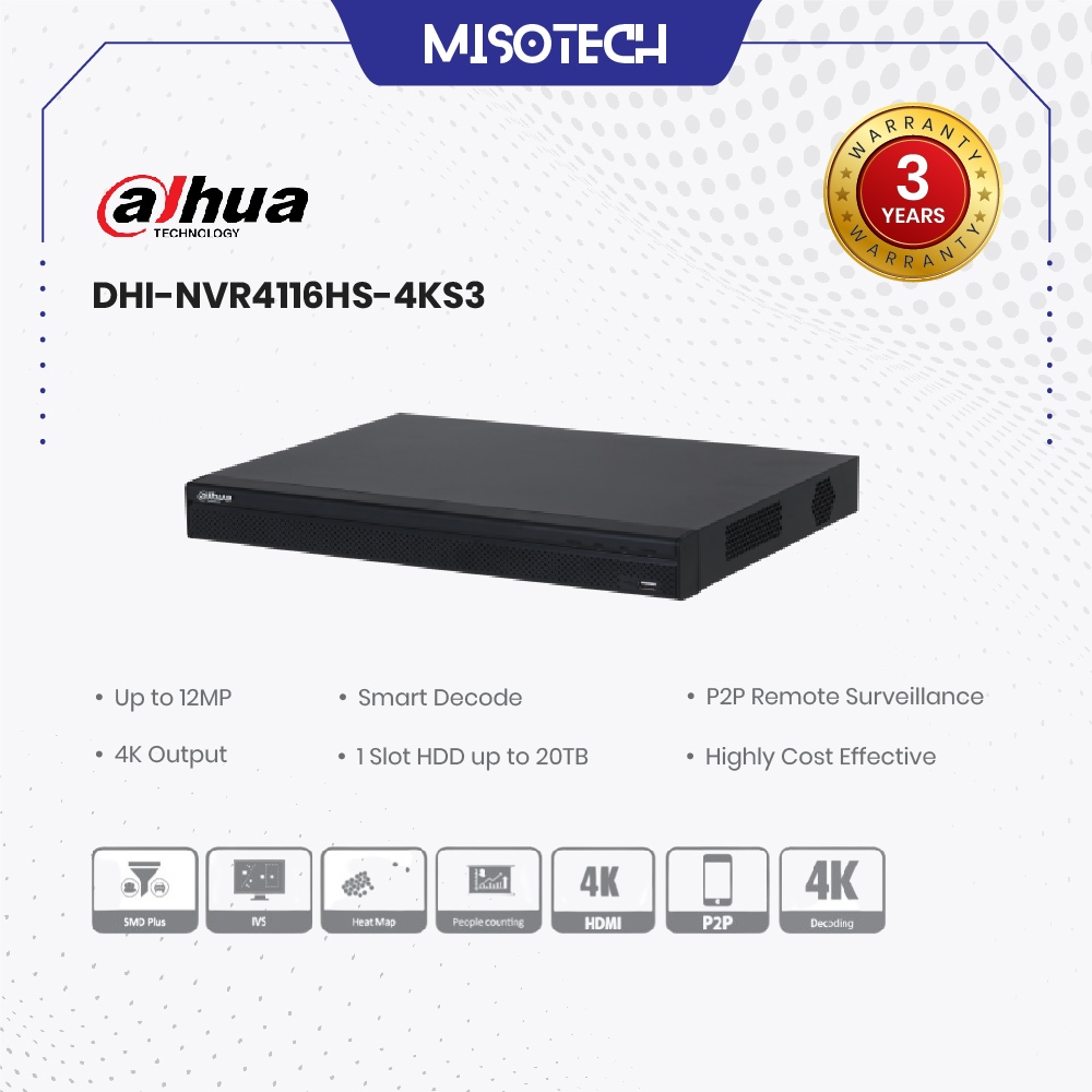 Jual Dahua DHI-NVR4116HS-4KS3 16 Channel NVR Non-PoE 4K 1 SATA H.265 SMD Plus IP Camera Lite ...