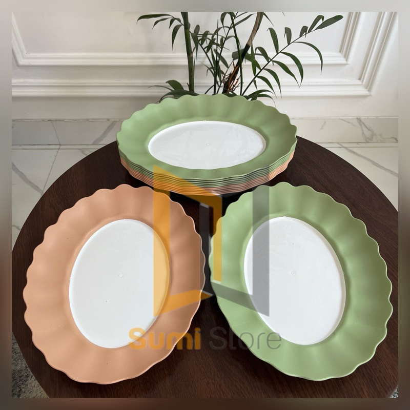 Jual (12pcs) Piring saji makanan plastik/ Piring Makan Plastik oval 12 ...