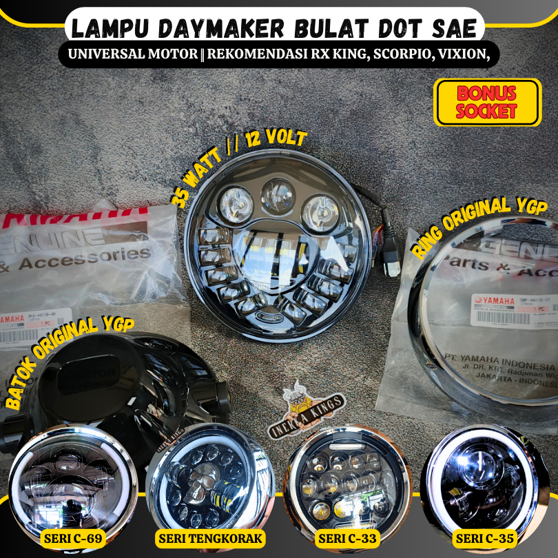Jual Lampu Depan LED Bulat Variasi Full Set batok Ring Original ...