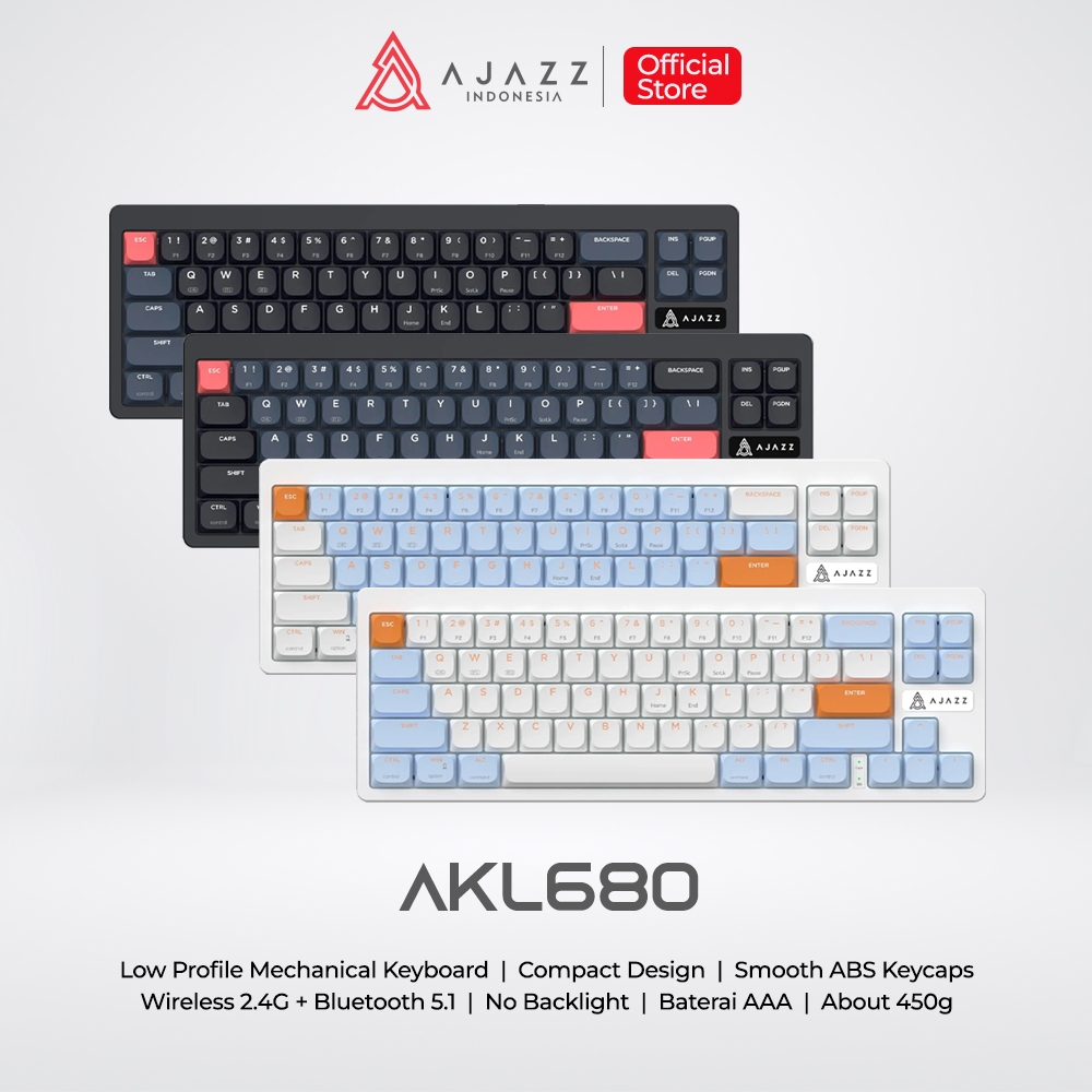 Jual Ajazz AKL680 Low Profile 65% Keyboard Gaming Mechanical Dual Mode ...