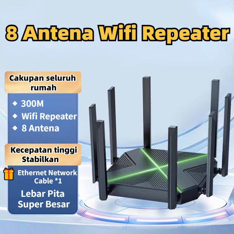 Jual Wifi Repeater wifi 8 Antena 300Mbps Access Point Wireless Penguat ...