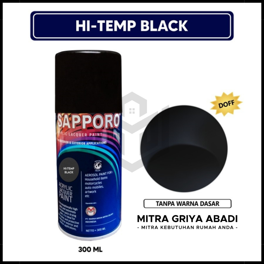 Jual Sapporo 300ml Hi-Temp (Anti Panas Hitam) - Hi Temp Black / Cat Semprot | Shopee Indonesia