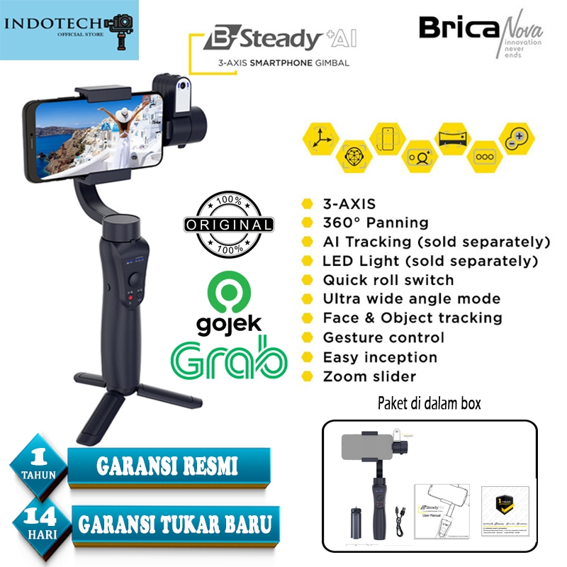 Jual Brica B-Steady AI - BSteady AI 3-Axis Smartphone Gimbal - Gratis Tripod - BS1 AI | Shopee ...