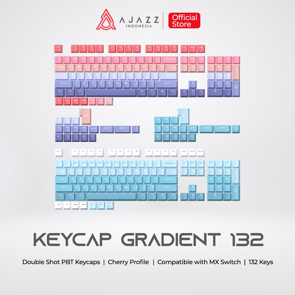 Jual Ajazz PBT Keycaps Gradient Color 132 Keys Cherry Profile Double ...