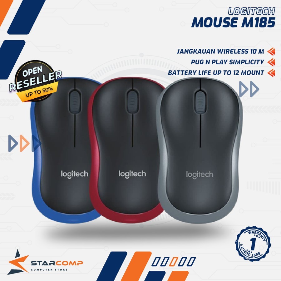 Jual Logitech M185 Mouse Wireless Compact Original Windows MacOS ...
