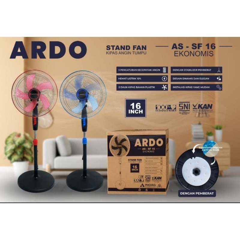 Jual STAND FAN ARDO AS - SF 16/KIPAS ANGIN BERDIRI ARDO | Shopee Indonesia