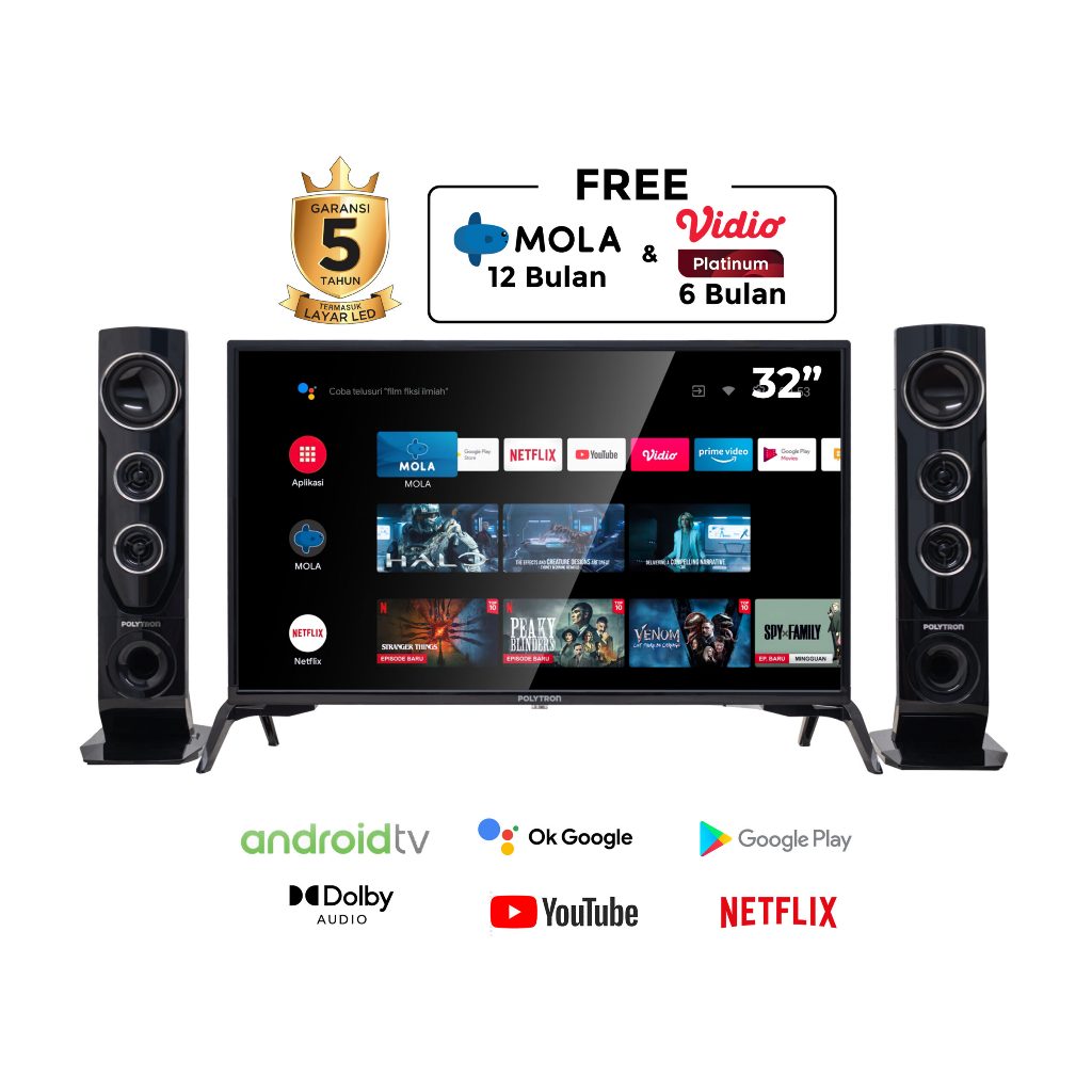 Jual POLYTRON LED TV 32 INCH ANDROID TV PLD32TG9055 | Shopee Indonesia