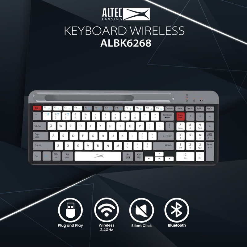 Jual Keyboard Dual Mode ALBK6268 Wireless & Bluetooth | Shopee Indonesia