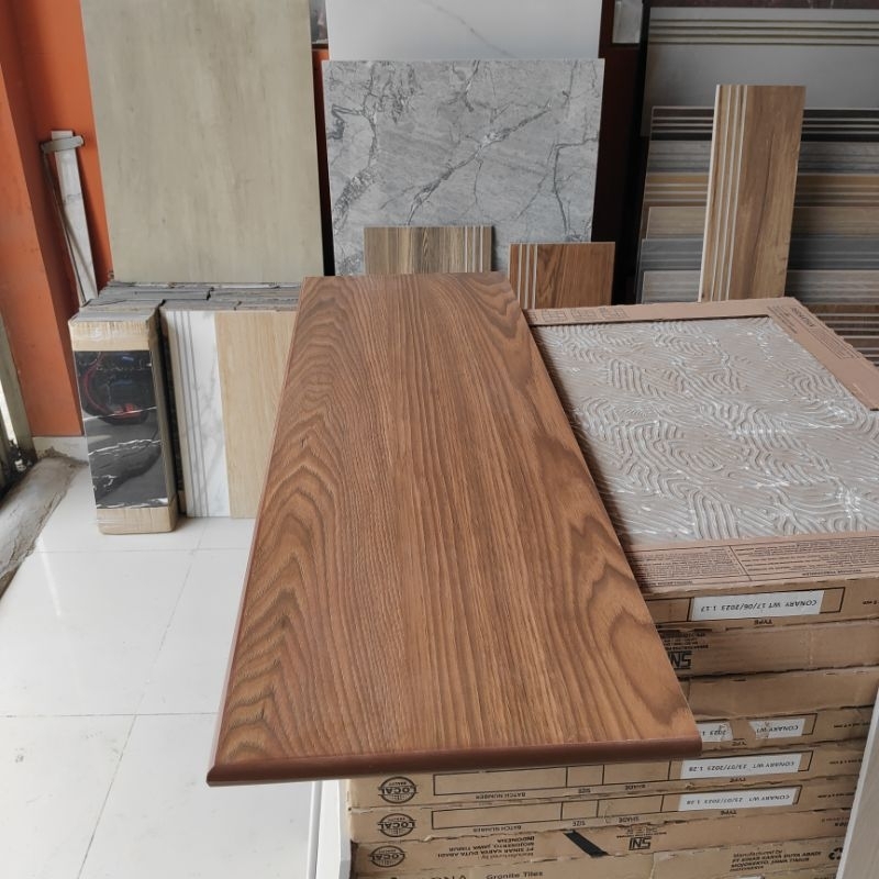 Jual Granit anak tangga double bevel motif kayu office wood 30x120 bisa ...