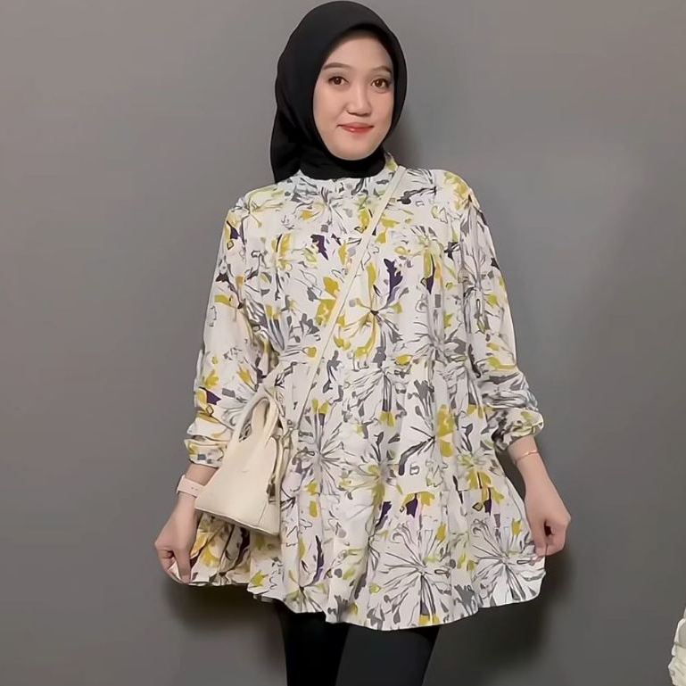 Jual Atasan Blouse Rayon Motif Jumbo Busui Kancing By Kamalin Kiuni ...