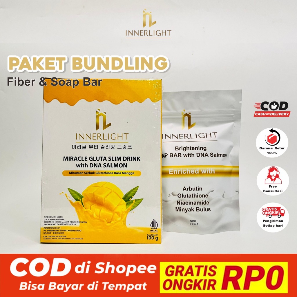 Jual PAKET BUNDLING MIRACLE GLUTA SLIM DRINK & SOAP BAR WITH DNA SALMON INNERLIGHT MENCERAHKAN ...