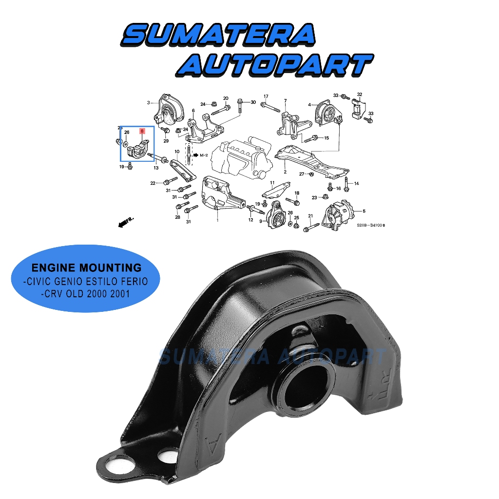 Jual Engine mounting dudukan mesin bawah kanan honda civic genio estilo ...