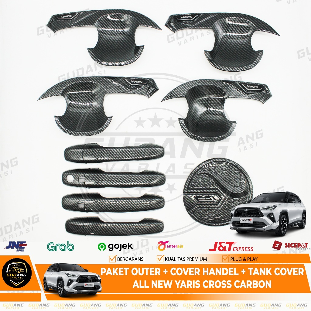 Jual Paket Outer + Handle + Tank Cover Yaris Cross CARBON | Shopee ...