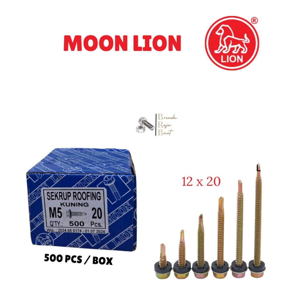 Jual BAUT ROOFING KUNING 12x20 500 pcs / SATUAN SEKRUP BAJA RINGAN MOON ...