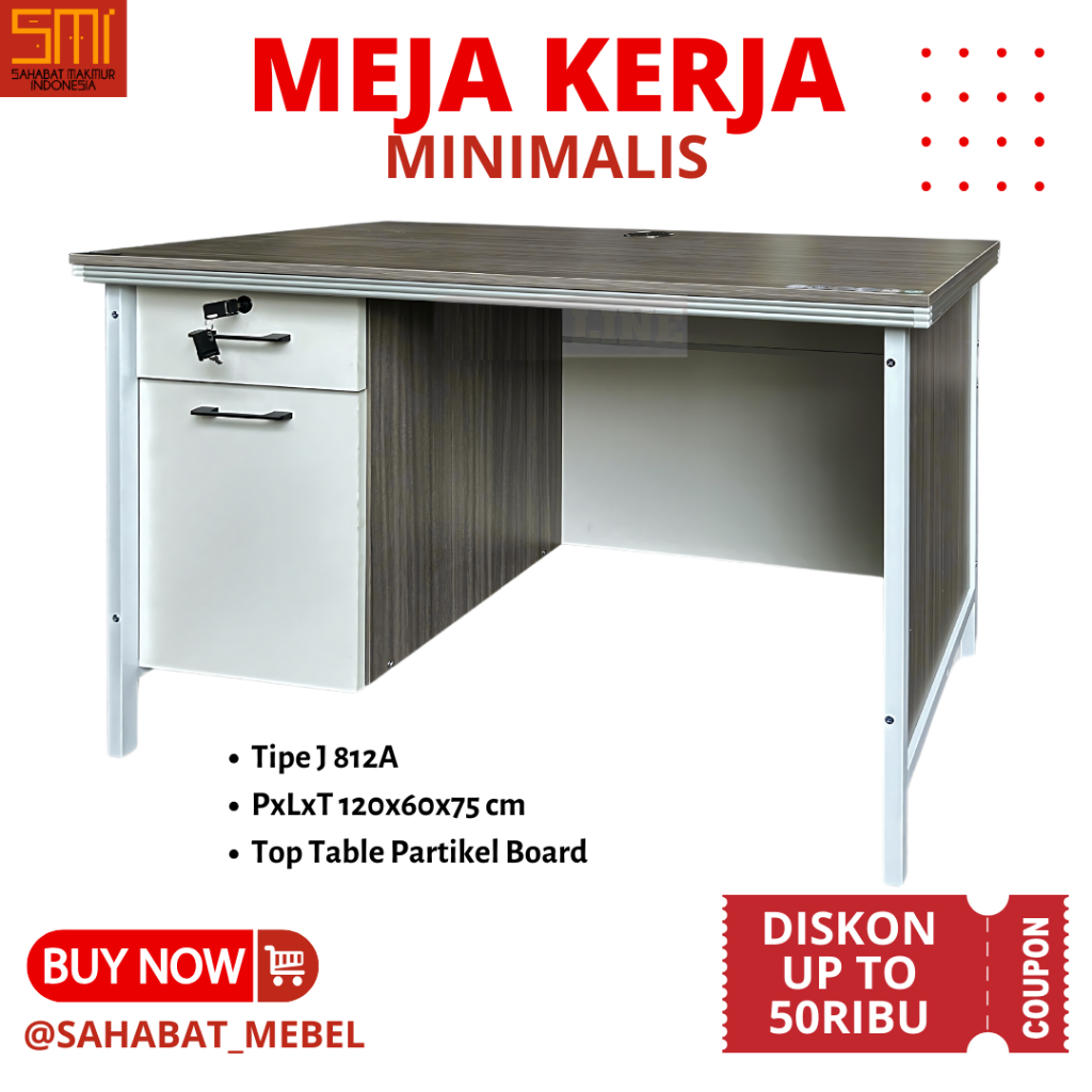 Jual Meja Kerja J 812A Partikel Board / Meja Staff Kantor 120cm / Meja ...