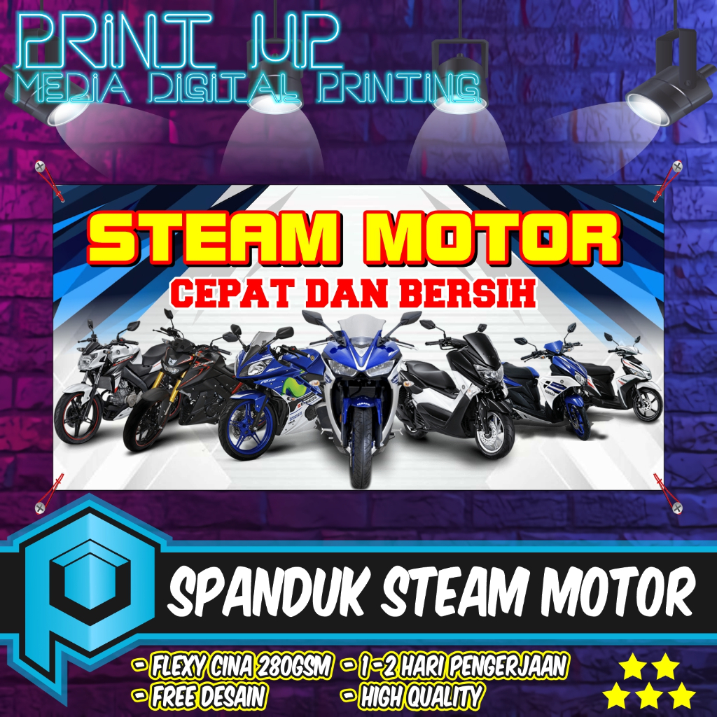 Jual BANNER SPANDUK STEAM MOTOR / DESAIN SUKA SUKA / BISA PAKAI DESAIN ...