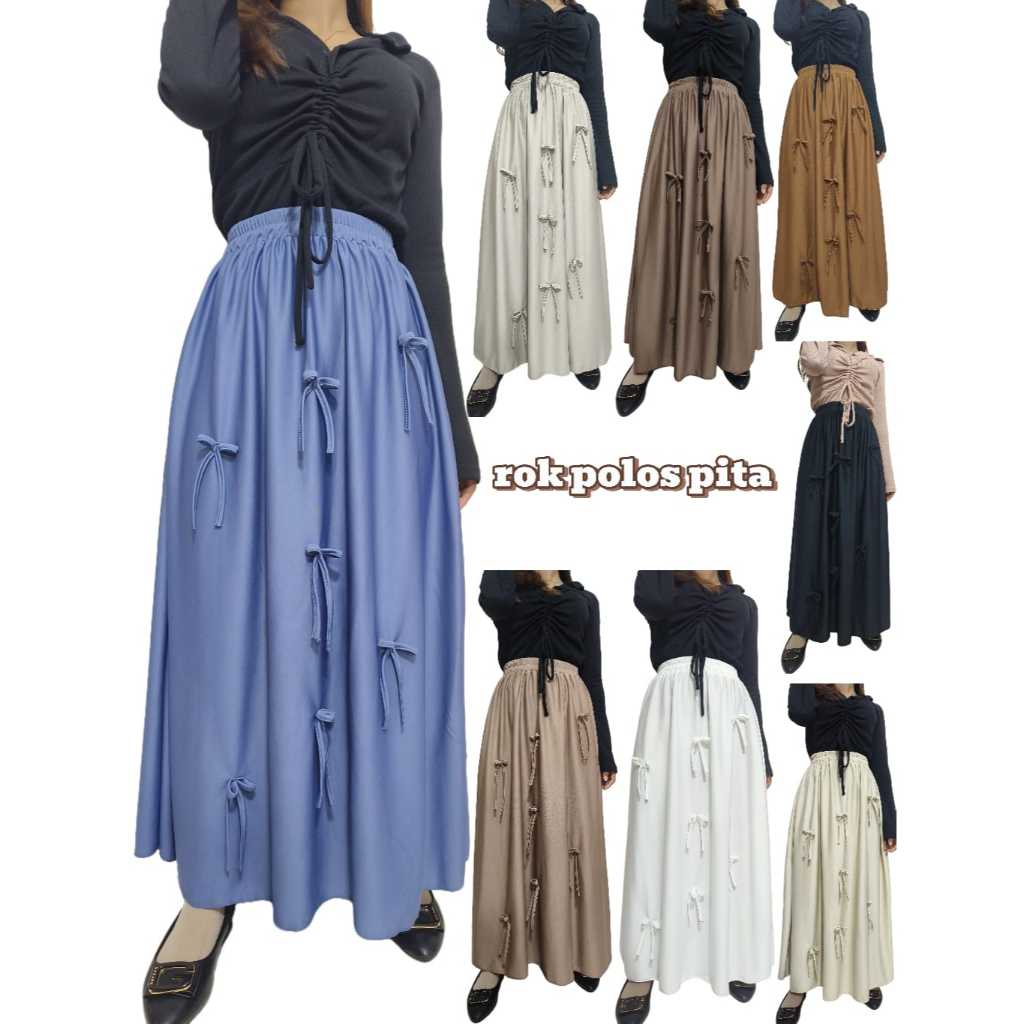 Jual Rok Polos Wanita Muslim Bawahan Korean Pita | Shopee Indonesia