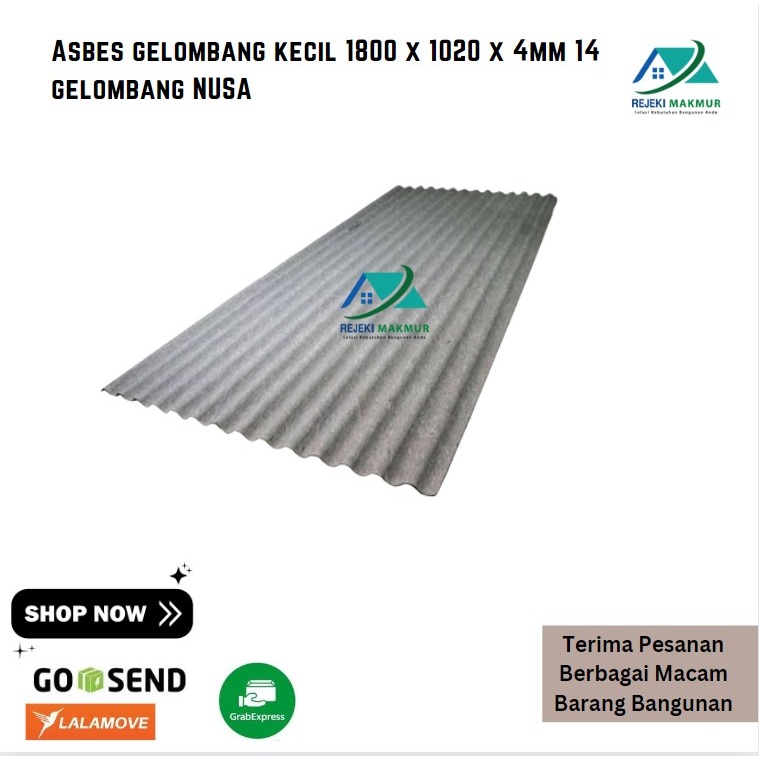 Jual Asbes gelombang kecil 1800 x 1020 x 4mm 14 gelombang NUSA | Shopee ...