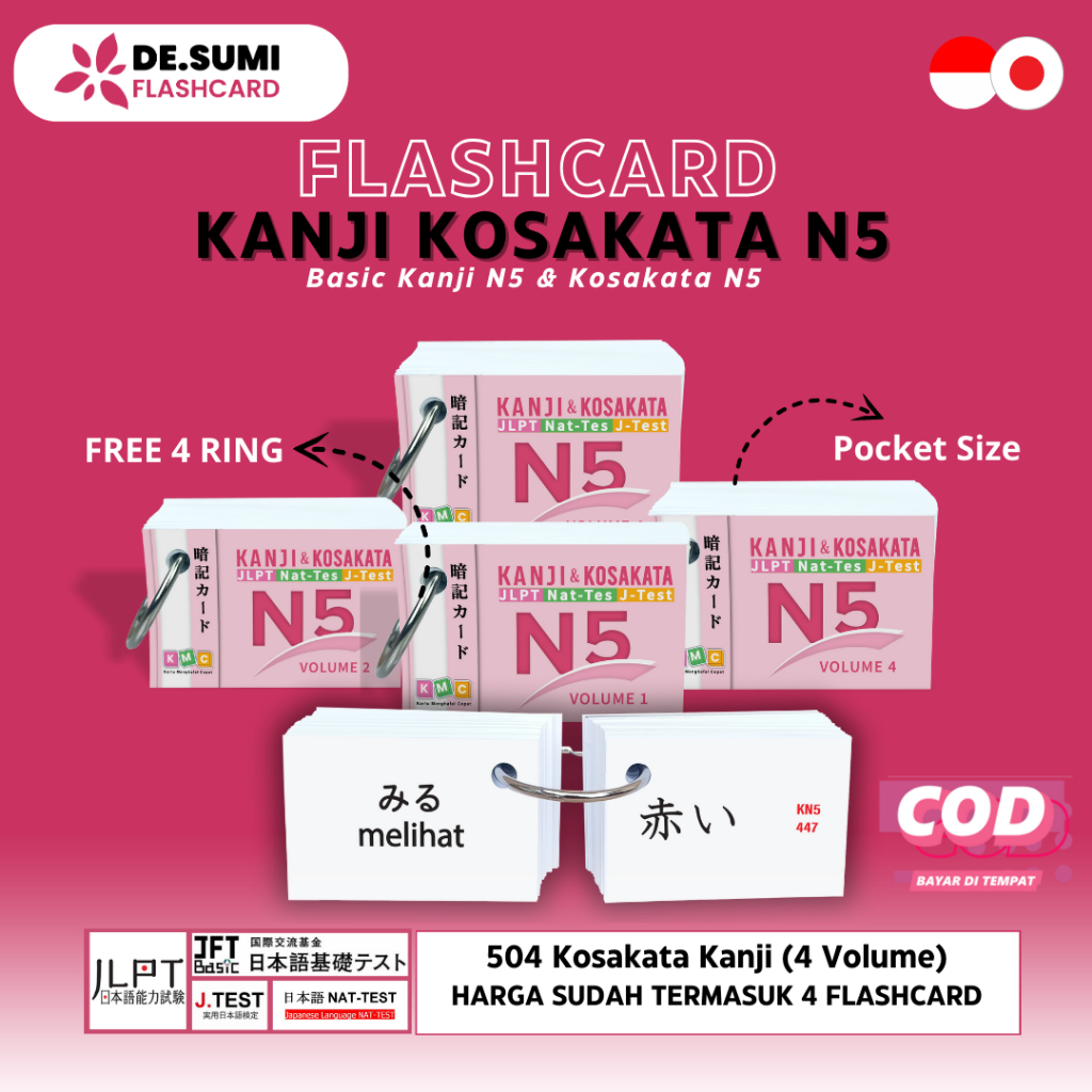 Jual Flashcard Kanji Kosakata N5, N4, N3 Bahasa Jepang | Shopee Indonesia