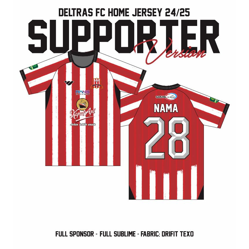Jual Deltras Official Jersey Match Home 24/25 Supporter Version ...
