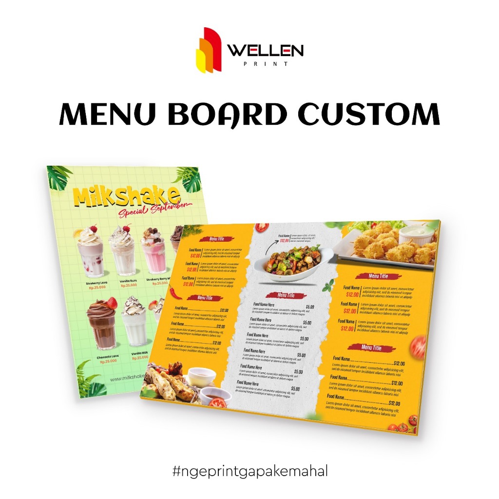 Jual WELLEN PRINT – Cetak Menu Board Custom / Print Papan Menu Hard ...