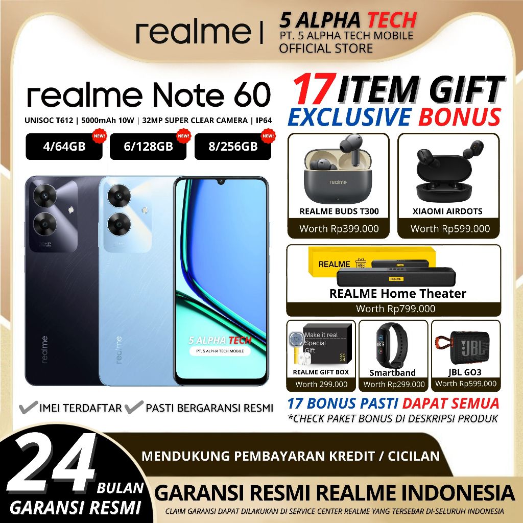 Jual REALME Note 60 8/256GB ( +8GB Extended Ram ) Garansi Resmi Realme ...
