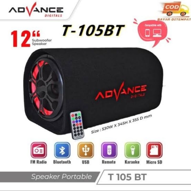 Jual Speaker Advance T101 BT Bluetooth Portable Subwoofer 5inch / Speaker Guling Aktif T101BT ...