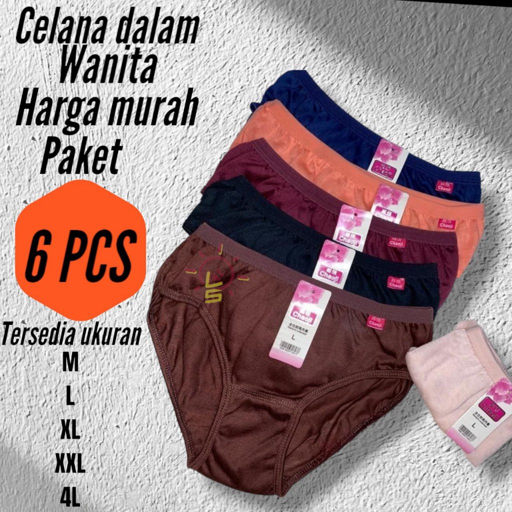 Jual paket isi 6pcs &12pcs celana dalam wanita polos chaoji 3300 | Shopee Indonesia