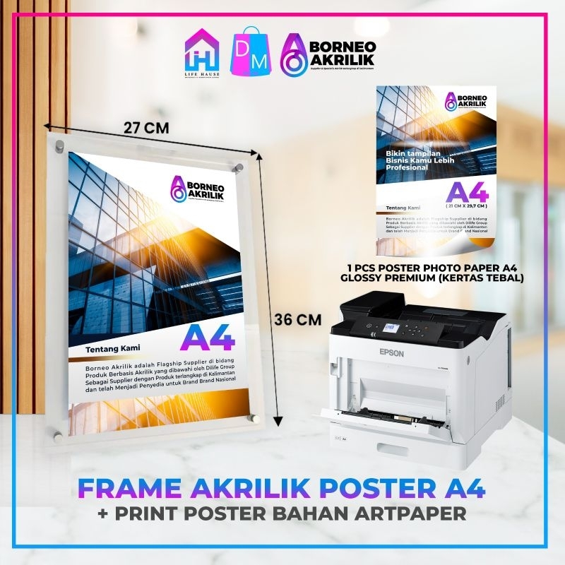 Jual + PRINT AKRILIK FRAME POSTER A4 SIGN AKRILIK TENT HOLDER ...