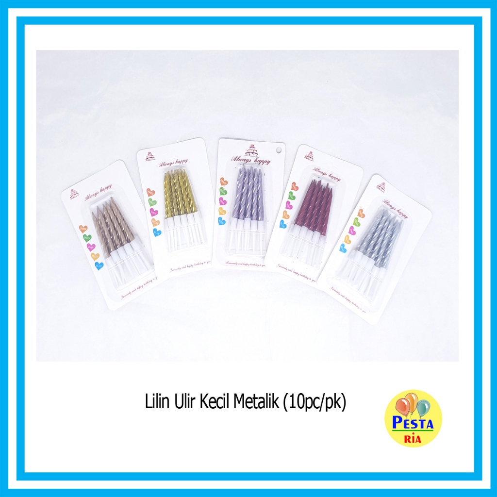Jual Murah!! (1Set isi 10pcs) Lilin Ulir Kecil Metalik 1 Warna, lilin ...
