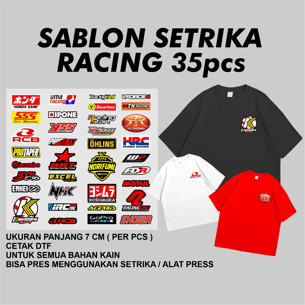 Jual Sablon Setrika Logo Sponsor Racing Pack isi 35 pcs | Shopee Indonesia