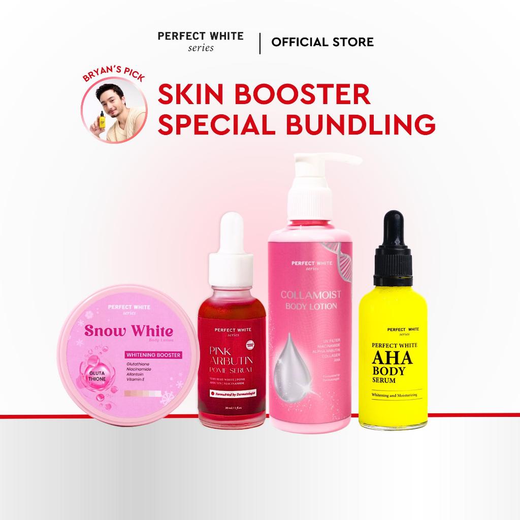 Jual [4pcs] PERFECT WHITE 50ml AHA Body Serum + Pink Arbutin Pome Serum ...