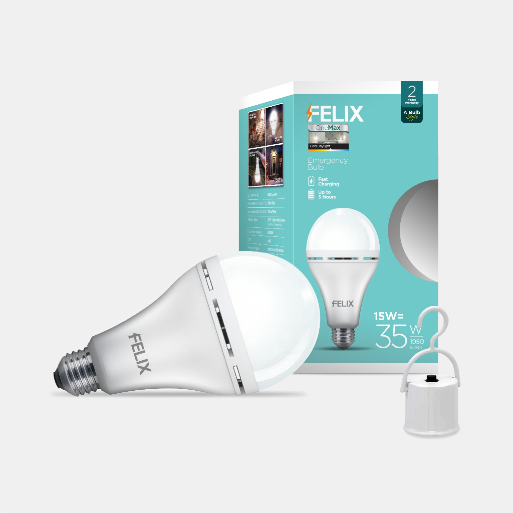 Jual FELIX ONEMAX Lampu Emergency Bohlam LED 15 Watt A Bulb Style Putih ...