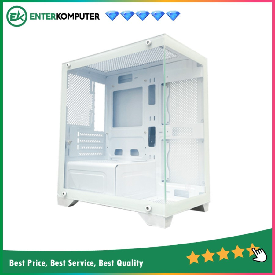 Jual CUBE GAMING BLUEY WHITE - mATX Gaming Case - All White Inside ...
