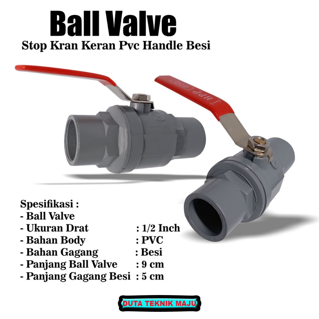 Jual Ball Valve PVC 1/2" Inch Gagang Stainless Ballvalve Stop Kran Gagang Besi 1/2 inch | Shopee ...