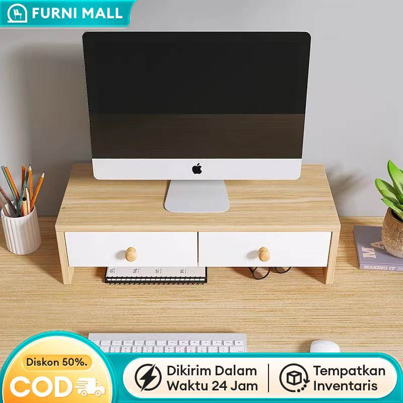 Jual Stand Monitor Kayu Meja Monitor Rak Monitor Desktop Dudukan ...